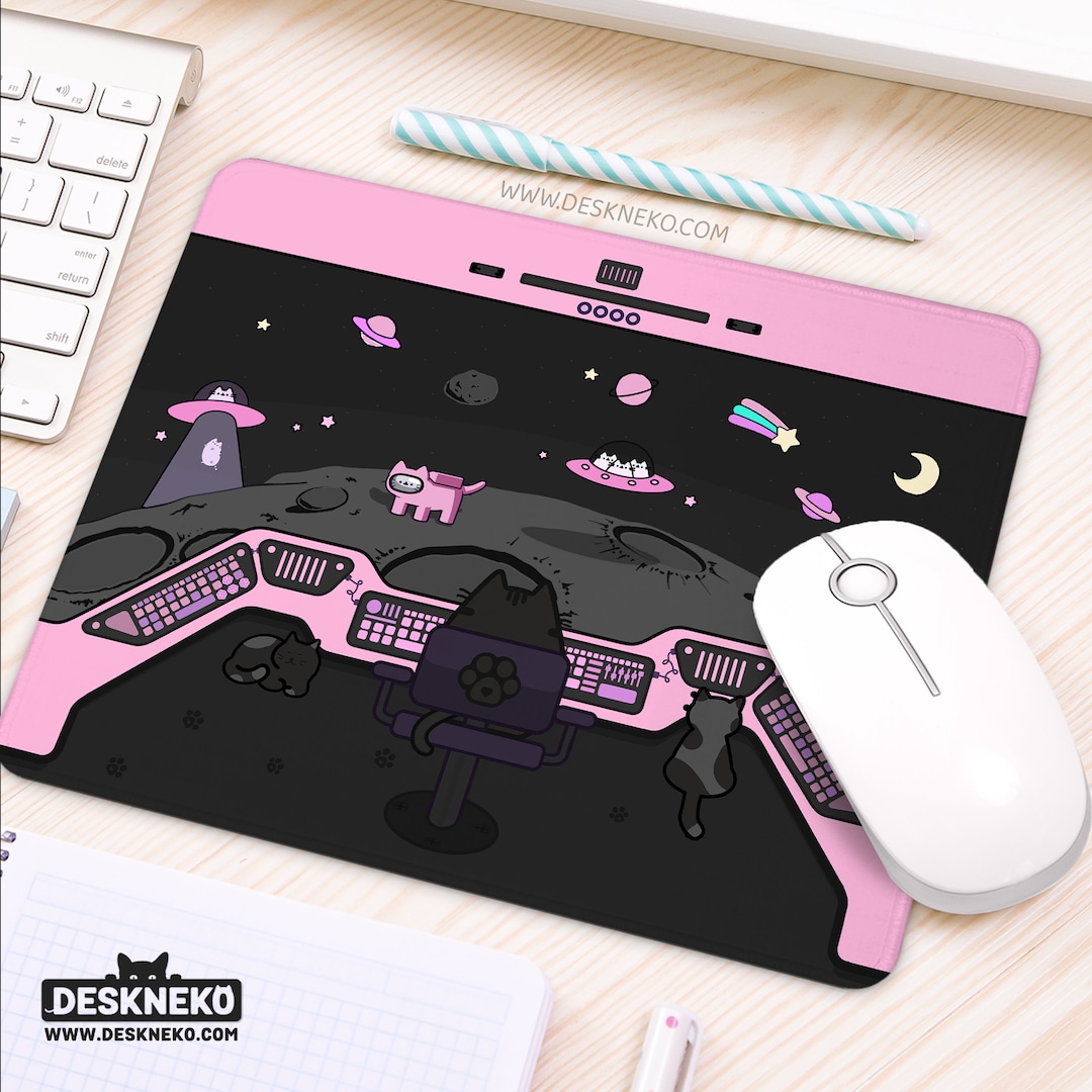 Kawaii Mouse Pad With Wrist Rest, Pink Black Ergonomic Mouse Pad, Cute ...