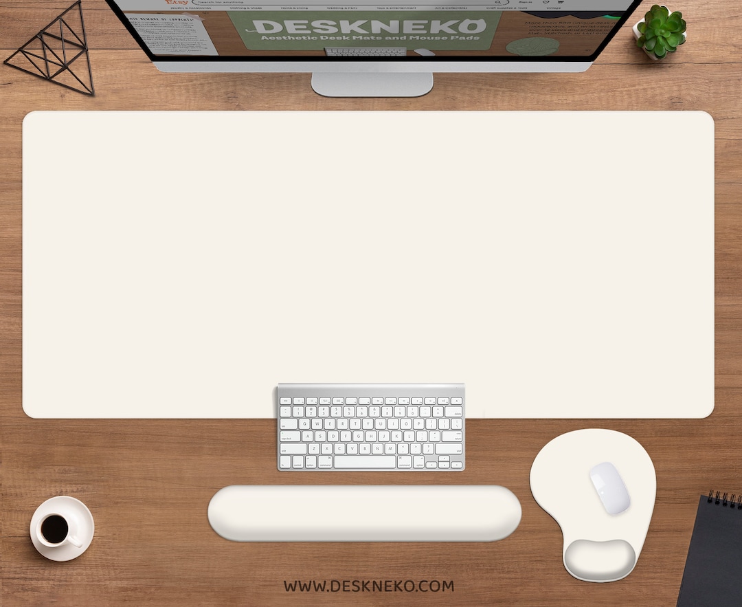 Off White Desk Mat, Light Creme Mouse Pad Large, Broken Beige ...