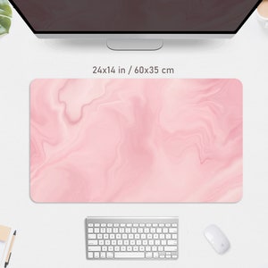 Pink Marble Desk Mat Cute Mousepad, Kawaii Aesthetic Strawberry Milk ...