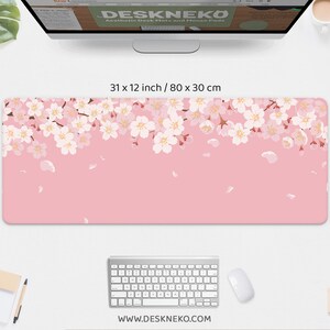 Cherry Blossom Mousepad, Pink Sakura Desk Mat, Cute Japanese Aesthetic Peach Flower Tree, Large ...