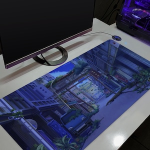 Tokyo Street Desk Mat, Anime Mousepad Xl, Japanese City Deskmat, Extra ...