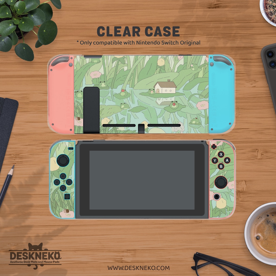 Cute Case for Nintendo Switch, Kawaii Anime Frogs, Light Green Plants ...