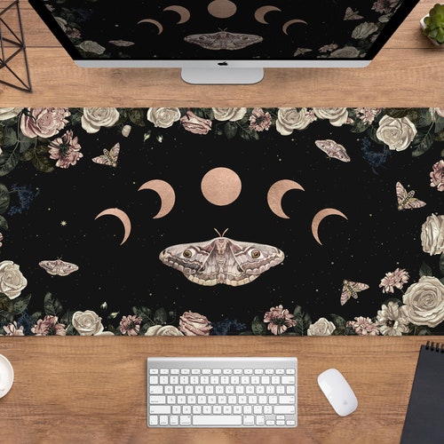 Moon Phases Mousepad Celestial Desk Mat Xl Gold Moon Cycle - Etsy