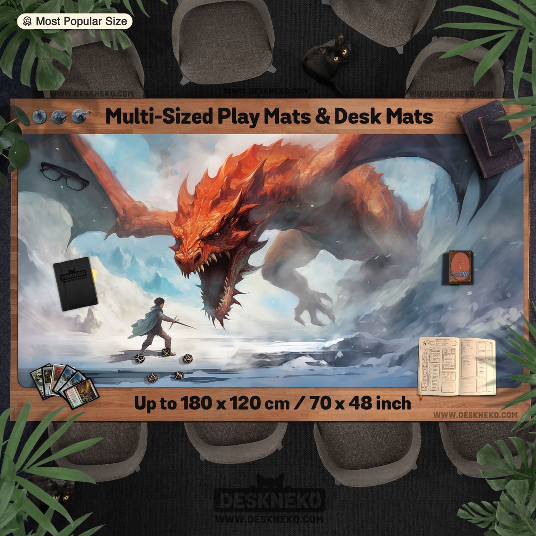 Dragon Playmat Desk Mat, Ccg Tcg Card Mtg Play Mat Stitched 24x14, Dnd ...