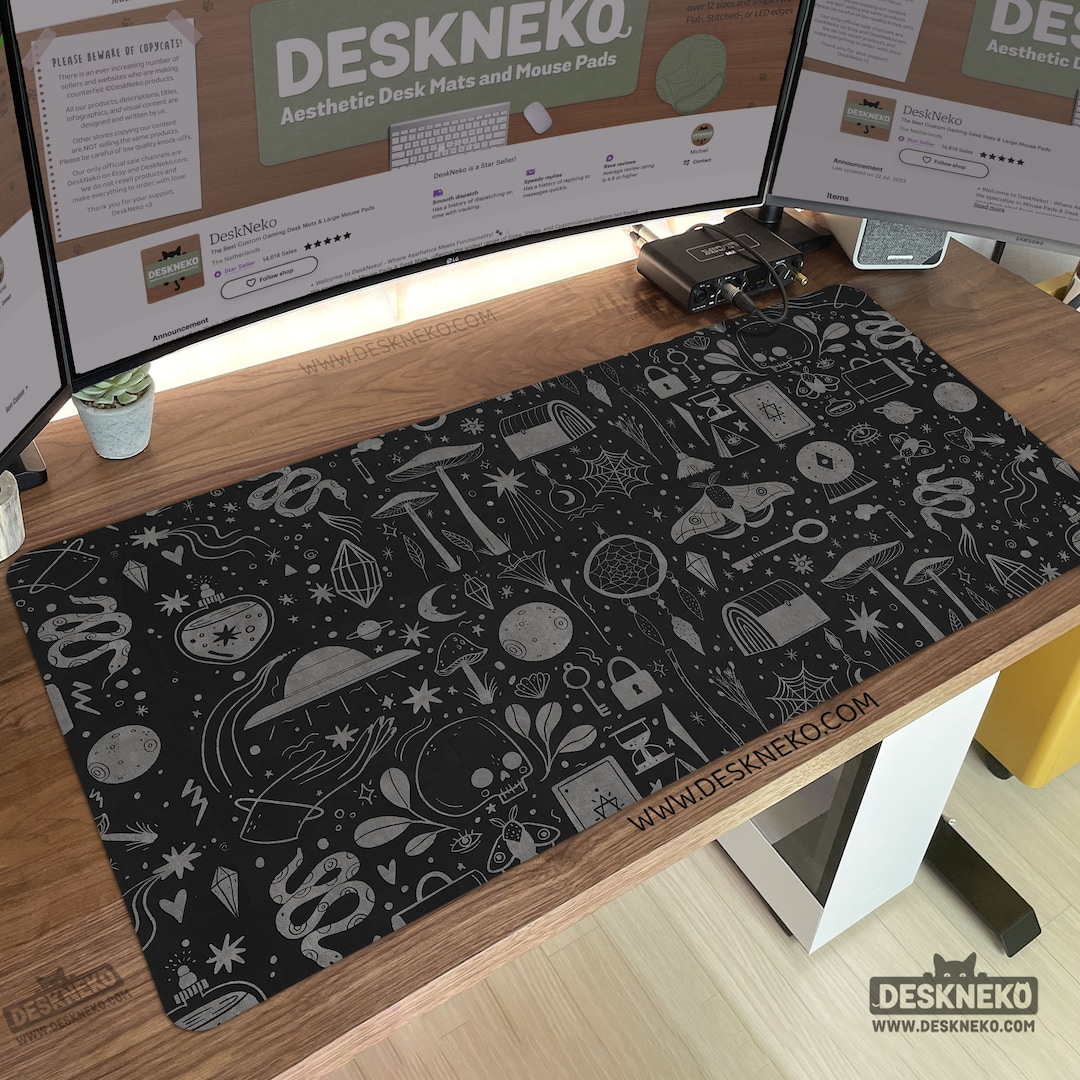 Witchy Desk Mat: Mouse Pad, Dark Black Halloween Mousepad Xl, Cute ...
