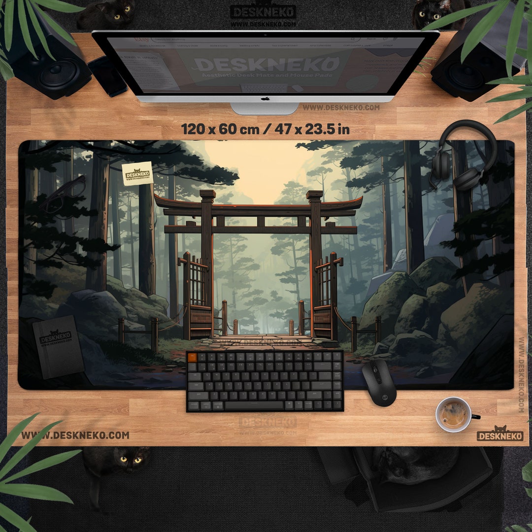 Japanese Desk Mat: Torii Shrine, Large Anime Mousepad, XL LED Gaming ...