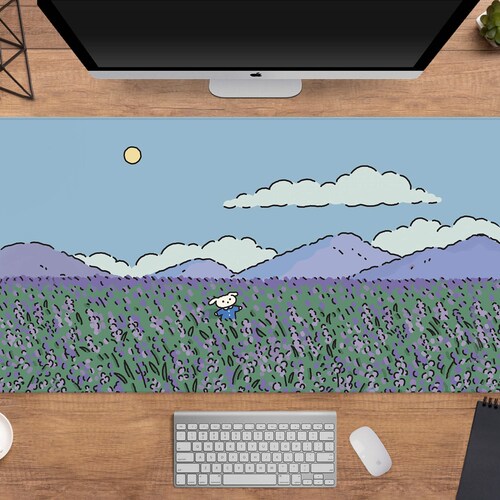 Pastel Purple Desk Mat Kawaii Anime Aesthetics Cute Pink - Etsy