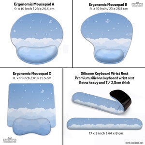Light Blue Desk Mat, Cute Mousepad Large, Kawaii Anime Aesthetic Clouds ...