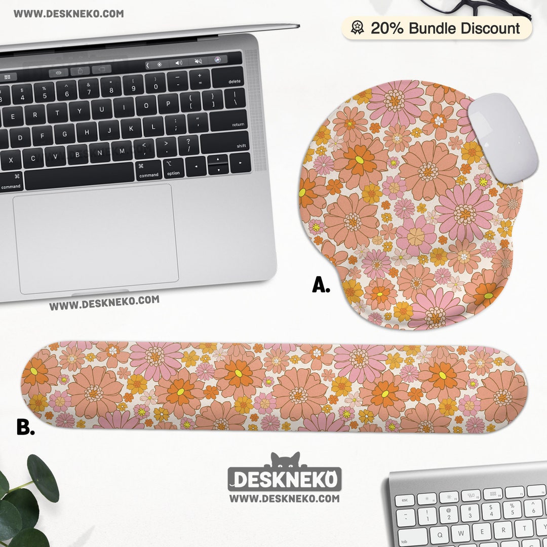 Boho Floral Mouse Pad: Keyboard Wrist Rest, Ergonomic Mousepad, With ...