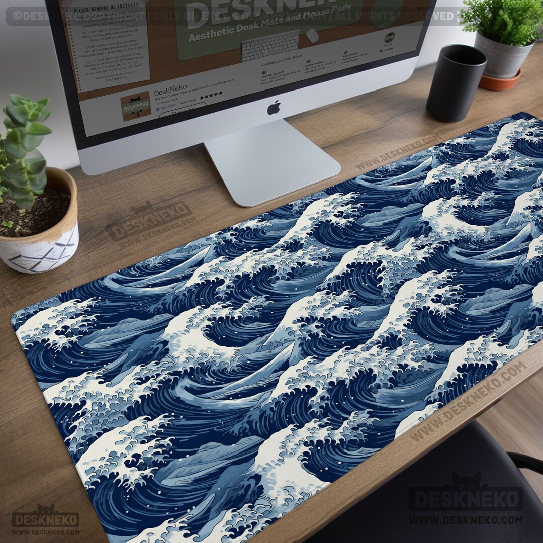 Great Waves Desk Mat, Japanese Mouse Pad XL, Large Gaming Mousepad ...