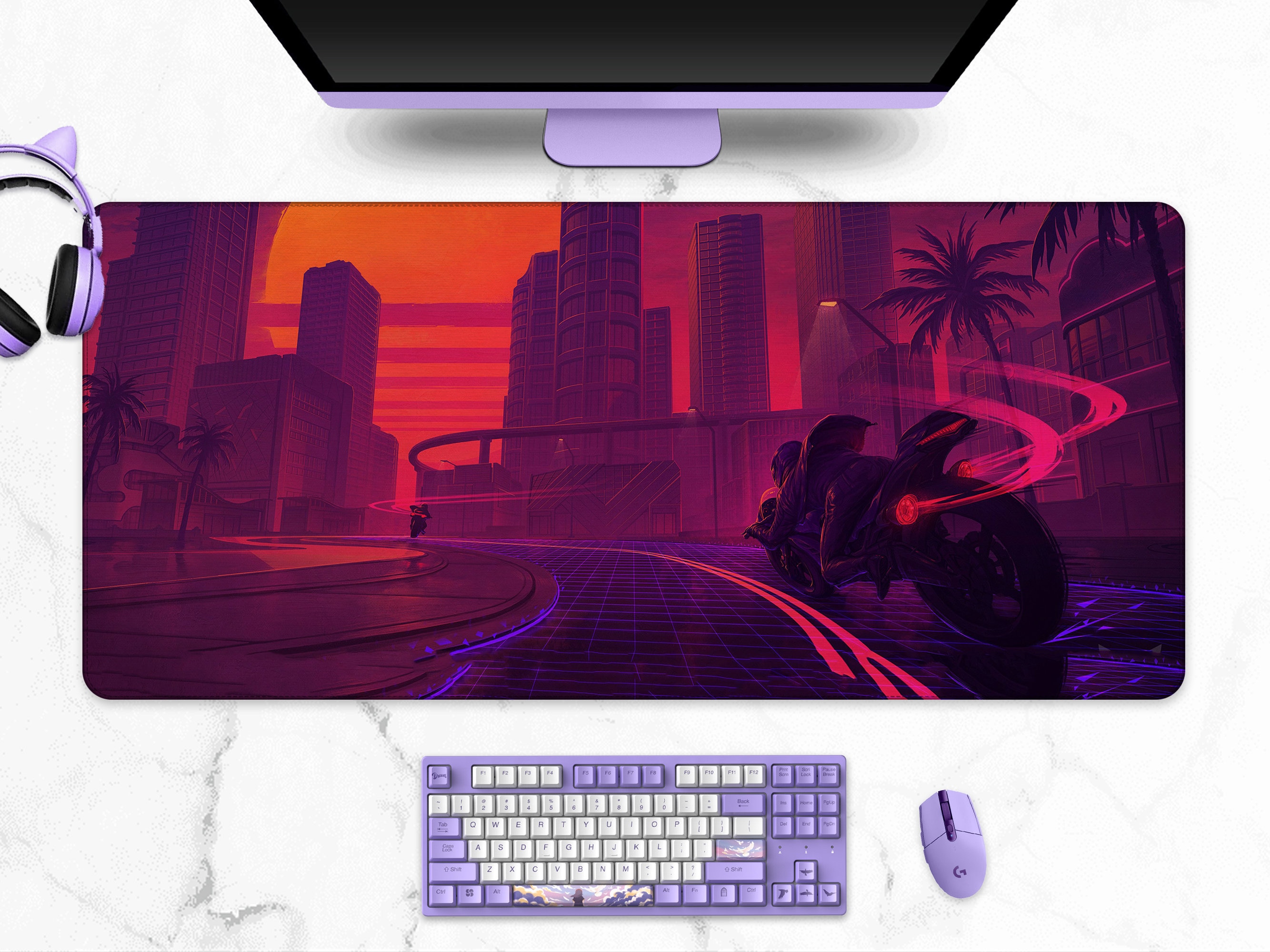 Vaporwave Mousepad | XXL Gaming Desk Mat | Synthwave Mouse Pad - Etsy