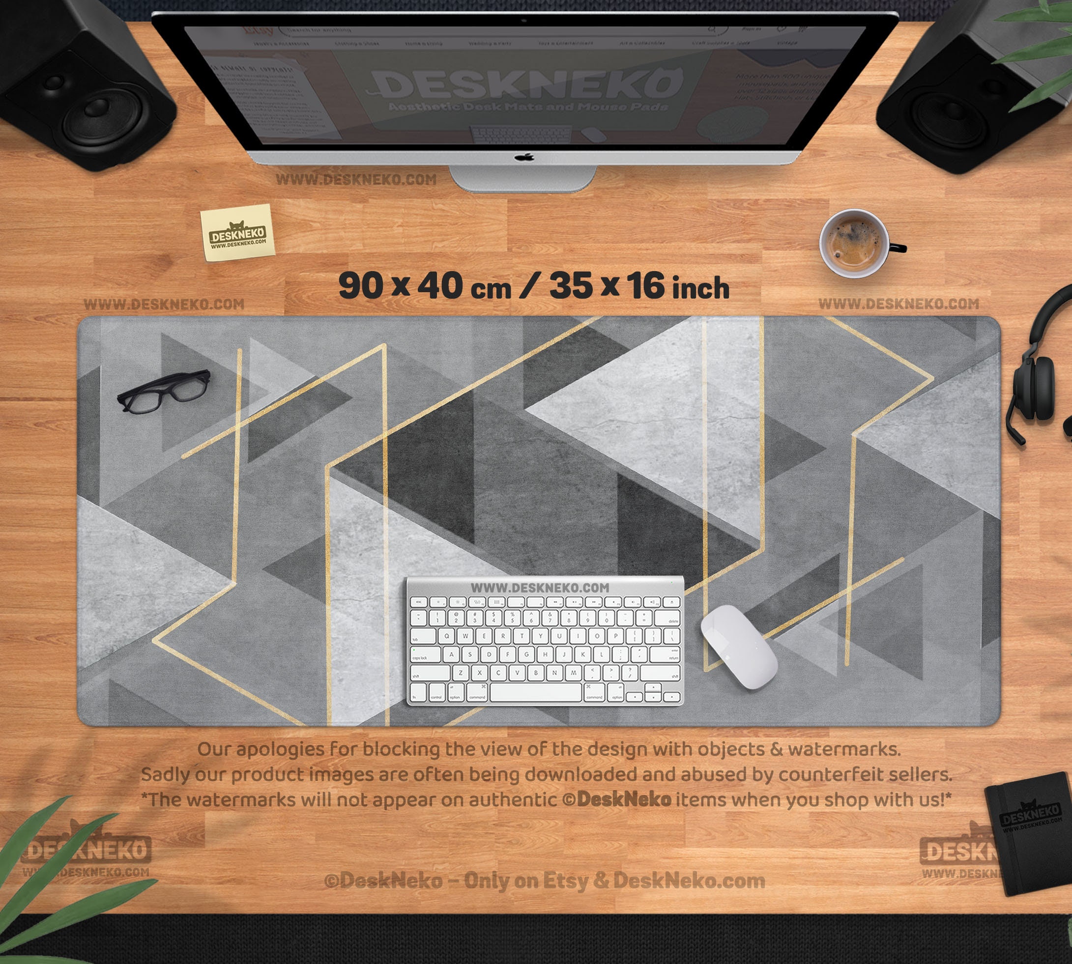 Grey Desk Mat Xxl, Minimalist Mouse Pad, Large Mousepad, Mid-century ...