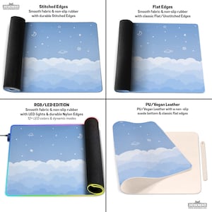 Light Blue Desk Mat, Cute Mousepad Large, Kawaii Anime Aesthetic Clouds ...