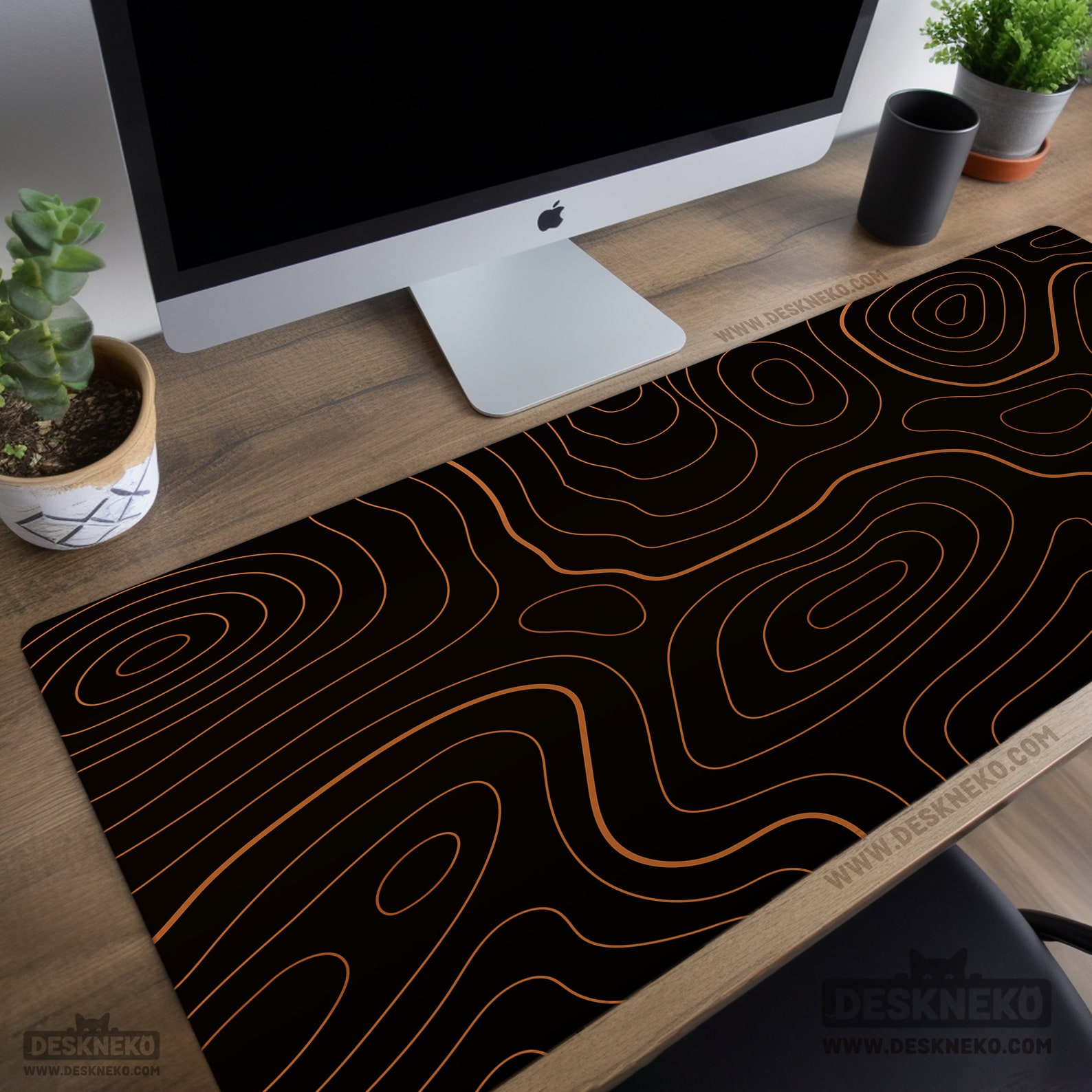 Topo Desk Mat Orange, Gaming Mouse Pad Large, Minimal LED Deskmat Black ...