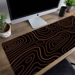 Topo Desk Mat Orange, Gaming Mouse Pad Large, Minimal LED Deskmat Black ...