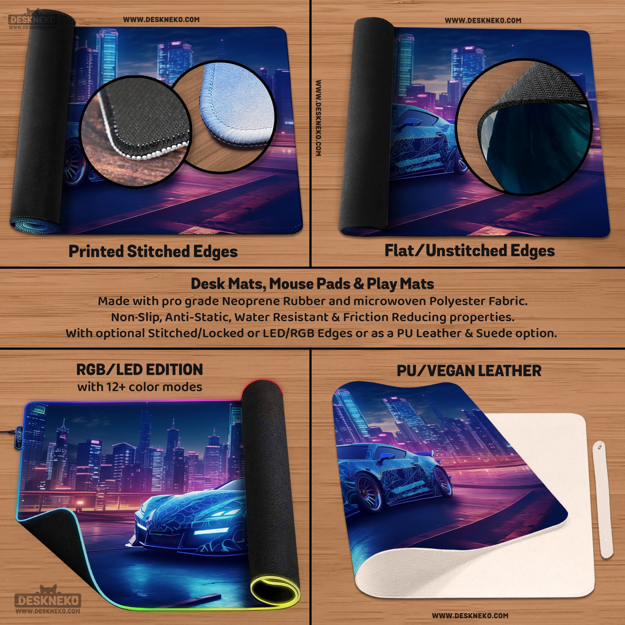 Race Car Mouse Pad LED: Gaming Desk Mat RGB, Neon Purple Cyberpunk ...