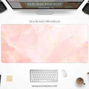 Pink Marble Desk Mat, Large Deskmat Cute, Minimalist Mouse Pad With ...