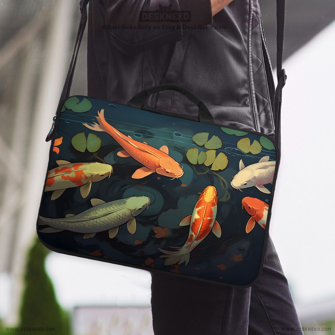 Koi Fish Laptop Bag, Japanese Art Computer Sleeve, Lofi Anime Aesthetic ...