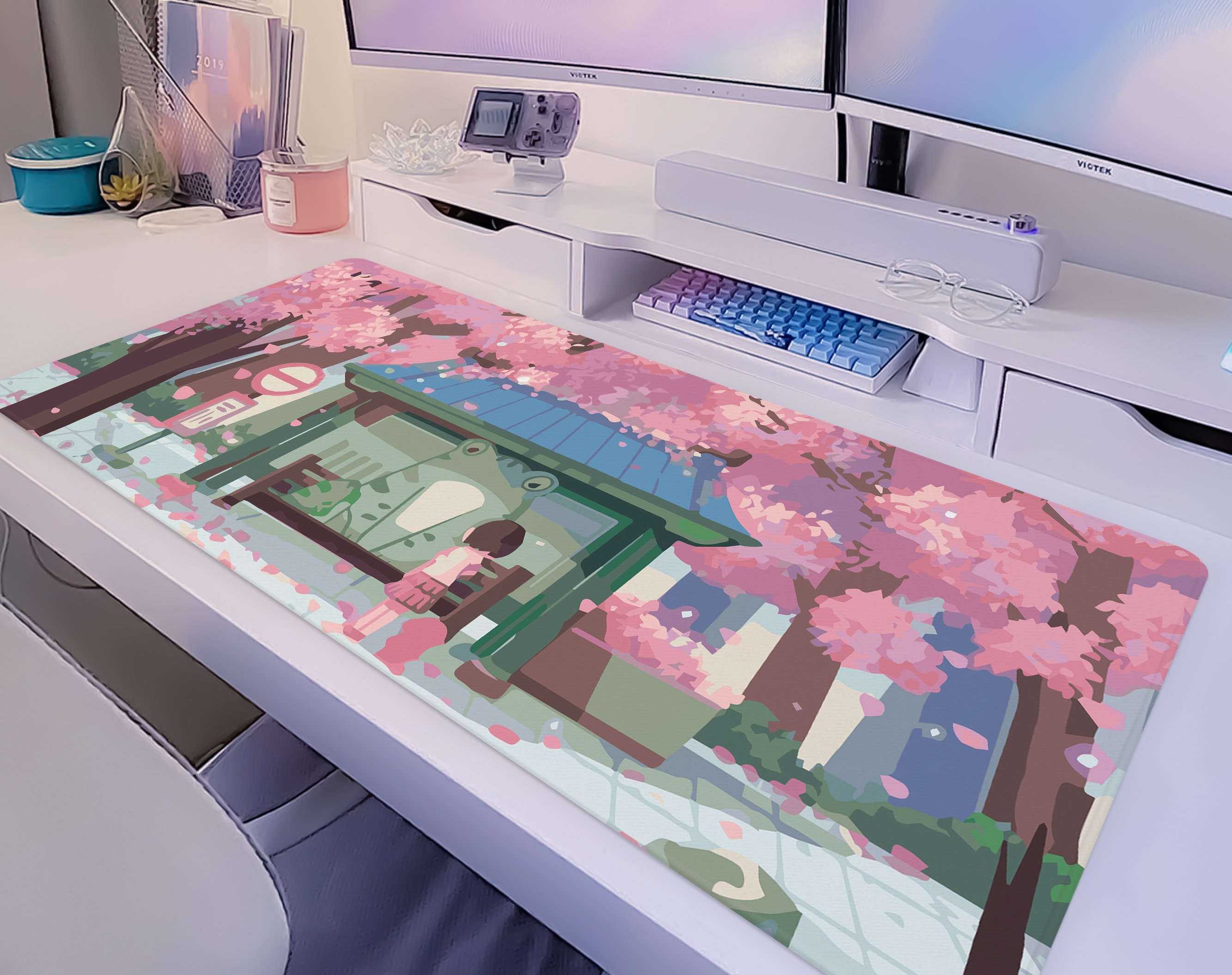 Kawaii Anime Desk Mat Cute Japanese Mousepad Xl Pink Sakura - Etsy