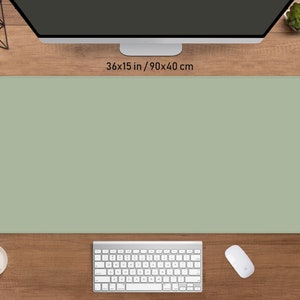 Plain Desk Mat Sage Green, Custom Color Mousepad With Wrist Rest ...