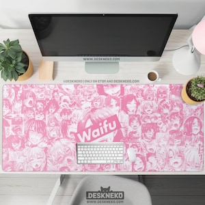 Anime Desk Mat Aheago, Kawaii Mouse Pad Large, Pink Aesthetic Manga ...