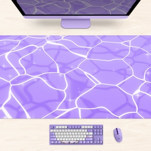 Purple Desk Mat Kawaii, Anime Mouse Pad Cute Aesthetics, Pastel Pink ...