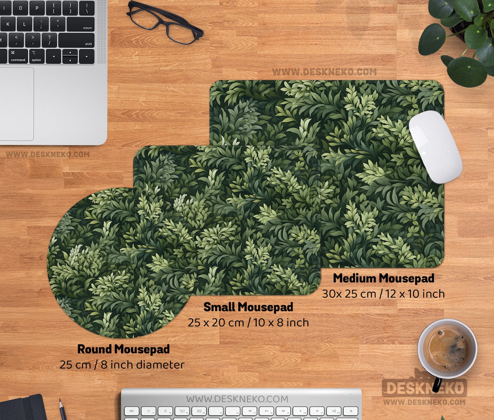 Green Desk Mat: Nature Mouse Pad, Forest Plants Mousepad Xxl, Leather ...