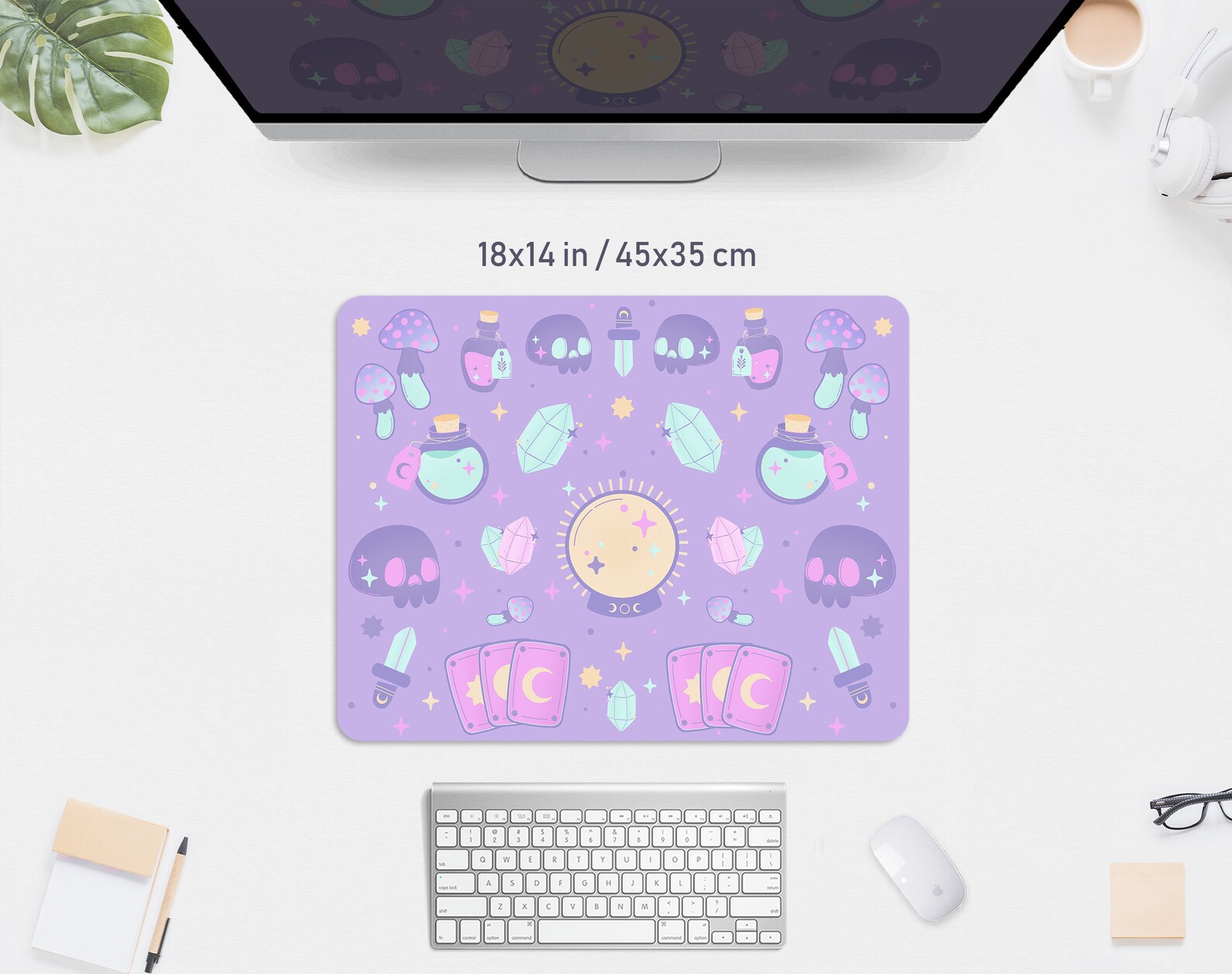 Pastel Goth Desk Mat Kawaii Mousepad, Pastel Purple Lilac Violet Pink ...