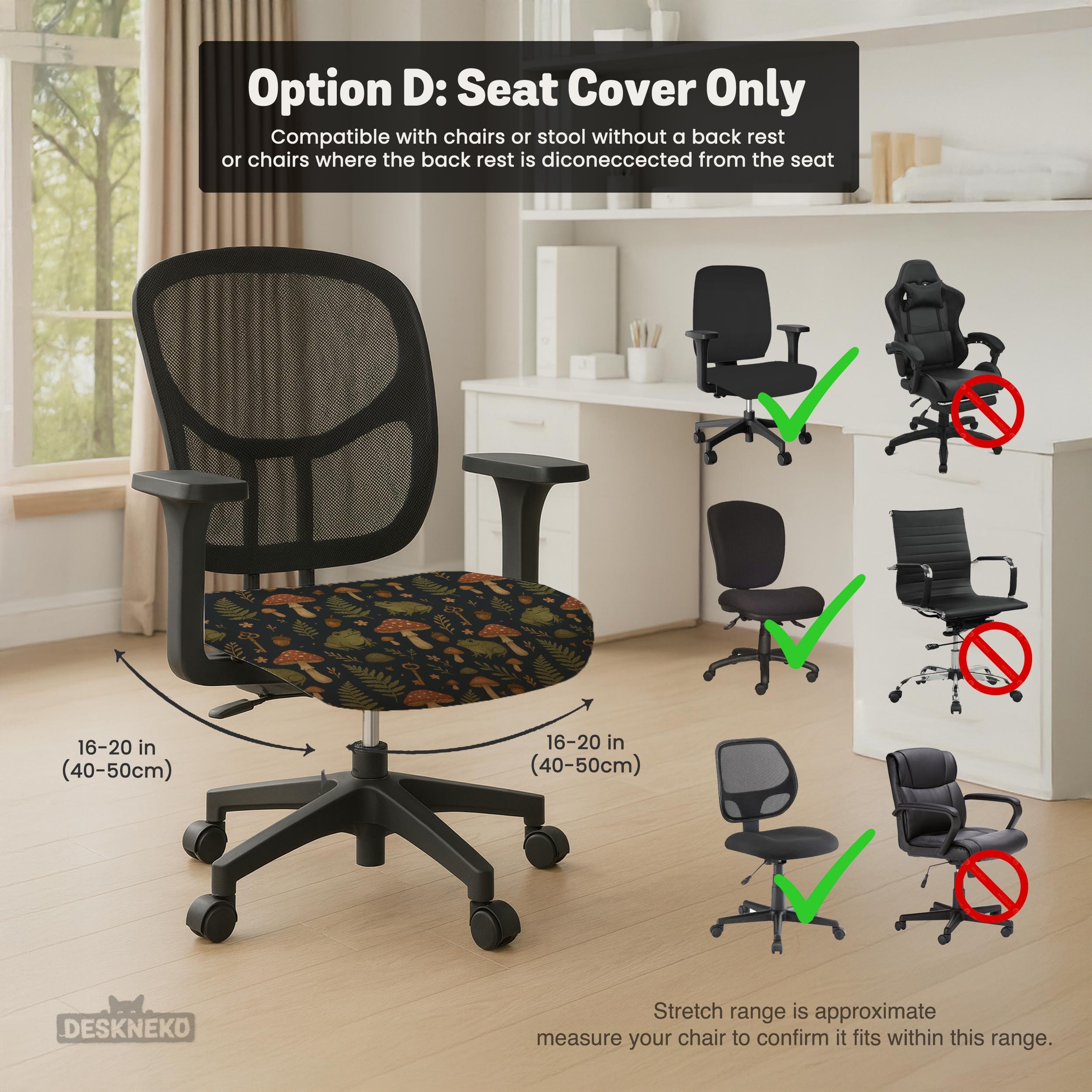 Cottagecore Goblincore Office Chair Cover, Woodland Mushroom Fern ...