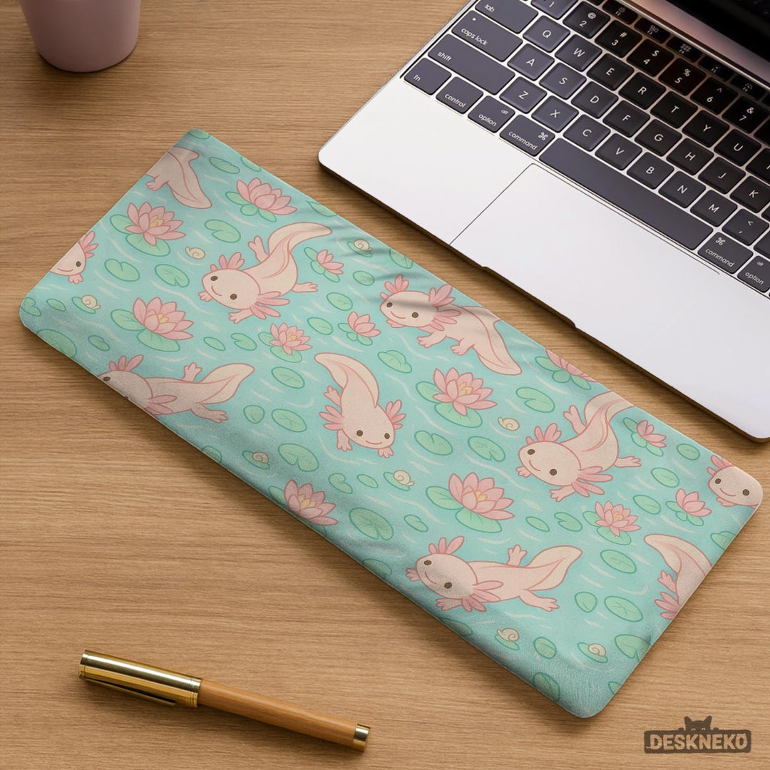 Kawaii Axolotl Keyboard Cover Dust Protector, Pastel Aqua Design ...