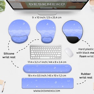 Blue Desk Mat Kawaii, Cute Mouse Pad Aesthetic, Light Blue Pastel Cloud ...