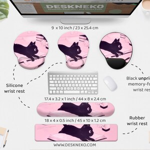 Pink Desk Mat Cute Cat, Aesthetic Mousepad Pastel, Kawaii Manga Anime ...