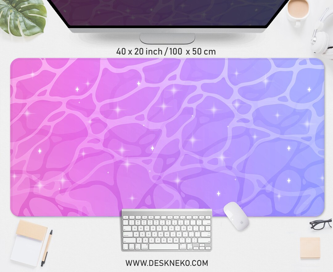 Aesthetic Desk Mat Purple Mousepad, Cute Blue Anime Water Kawaii, Mouse ...