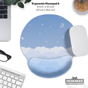 Light Blue Desk Mat, Cute Mousepad Large, Kawaii Anime Aesthetic Clouds ...