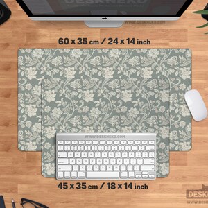 Sage Green Desk Mat: Floral Mouse Pad, Vintage Mousepad Xxl, Flower ...
