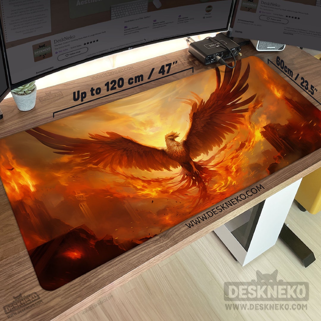Phoenix Desk Mat: Fire Bird Mouse Pad Xl, Magic Creature Mtg Landscape ...