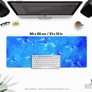 Blue Jellyfish Desk Mat, Ocean Mouse Pad Wrist Rest, Large Mousepad Led ...