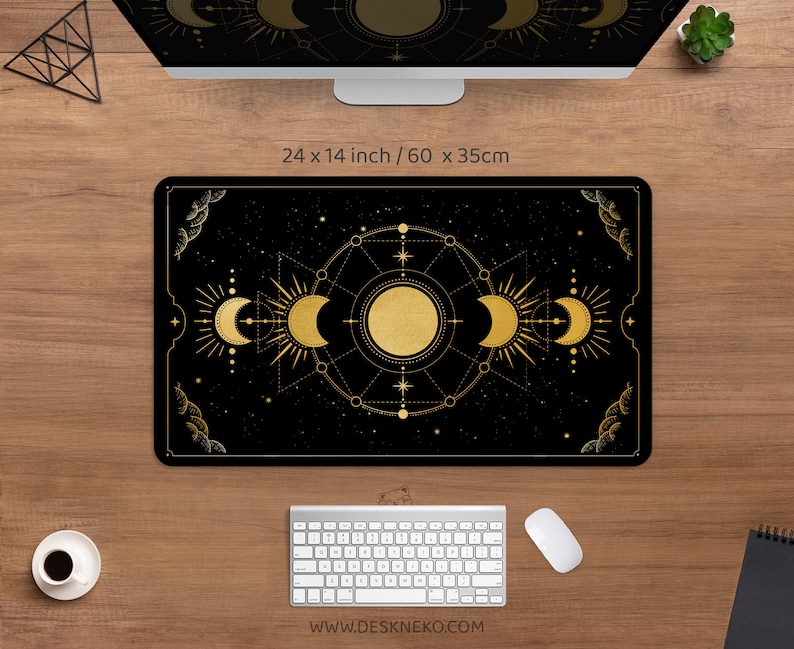 Celestial Desk Mat Moon Phases Mousepad Witchy Mouse Pad - Etsy