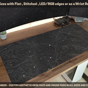 Topographic Desk Mat Black, Large Cartography Contour Mousepad Map, Xxl ...