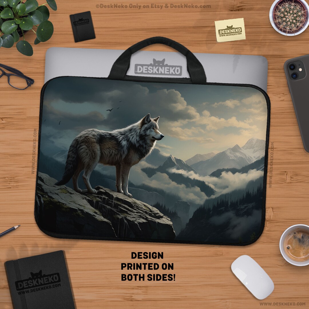 Grey Wolf Laptop Bag or Sleeve, Crossbody Tote for Men/women, Mountain ...