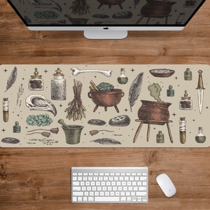 Witchy Desk Mat Xxl, Wicca Mousepad Herbology, Cute Witch Aesthetics ...