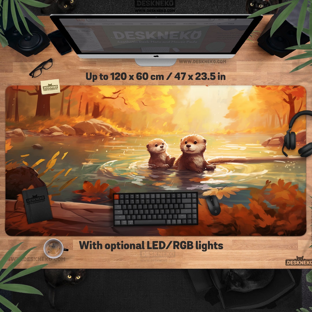 Cute Otter Desk Mat: Anime Mouse Pad Xl, Fall Autumn Deskmat Xxl, Cozy ...