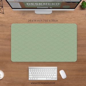 Matcha Green Desk Mat, Japanese Mousepad Aesthetic, Seigaiha Wave ...