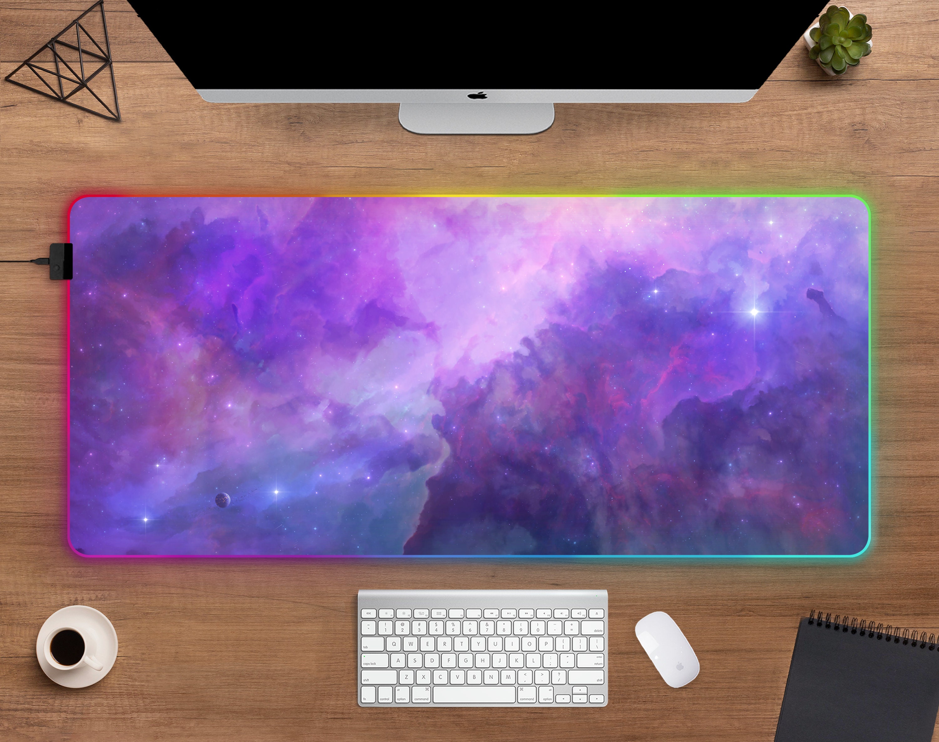 Nebula Desk Mat Space Galaxy Mousepad Purple, Solar System Stars And ...