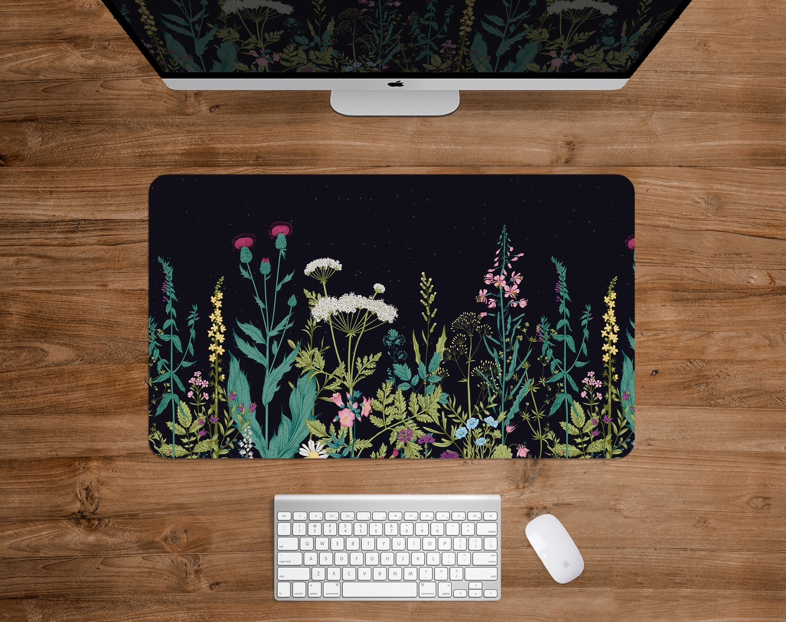 Cottagecore Desk Mat Xxl Dark Pressed Flowers Mousepad Xl - Etsy