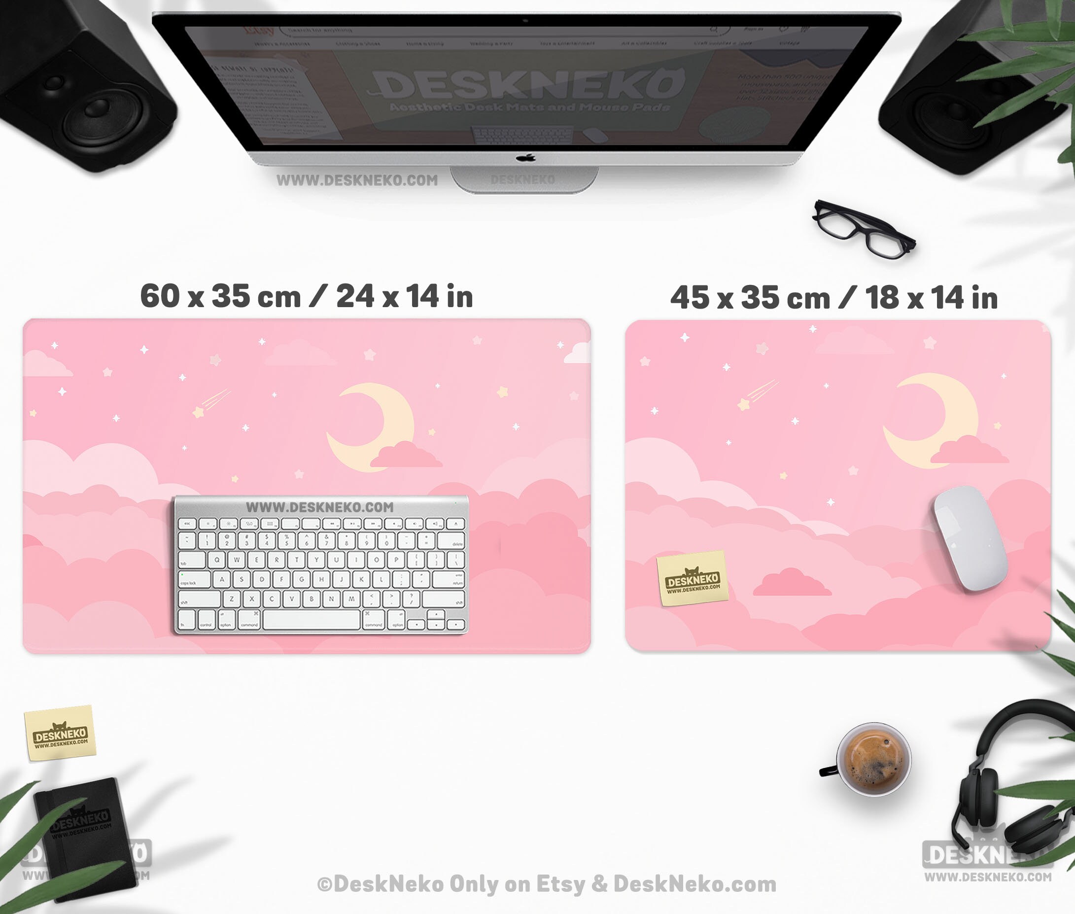 Pink Clouds Desk Mat, Pastel Mouse Pad Cute, Large Mousepad Xxl, Rgb ...