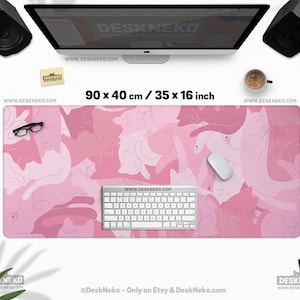 Pink Cats Desk Mat, Cute Mouse Pad Wrist Rest, Xxl Large Mousepad Led ...