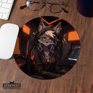 Furry Girl Desk Mat: Gaming Mouse Pad Led, Anime Wolf Fox Cat Deskmat ...