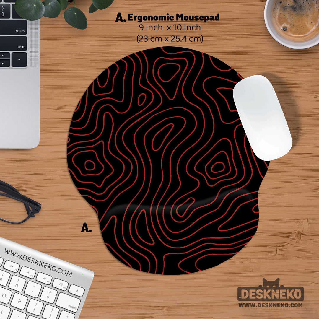 Topo Mouse Pad With Wrist Rest, Black Red Ergonomic Mousepad, Xl Keyboard Hand Support Pad ...