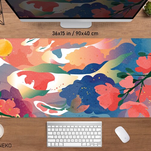 Koi Desk Mat Desk Mat Japanese Mousepad Minimal Japan - Etsy
